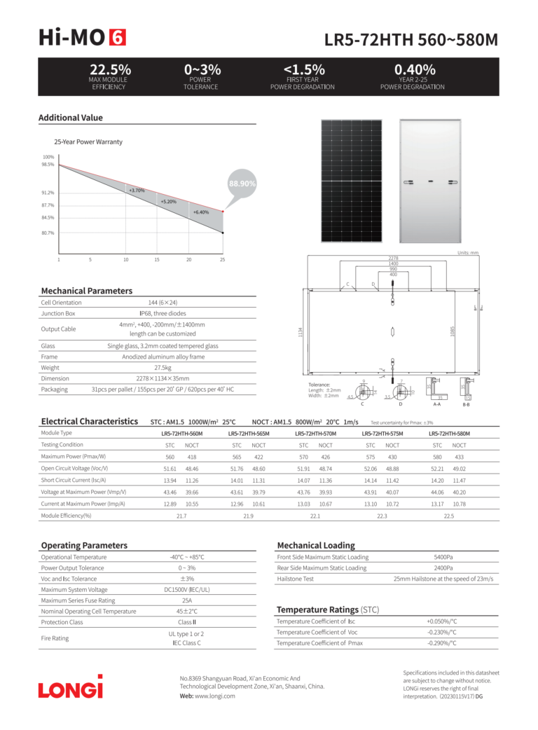 PANEL SOLAR HPBC 570/575/580W LONGI Hi-MO 6 – Solarever